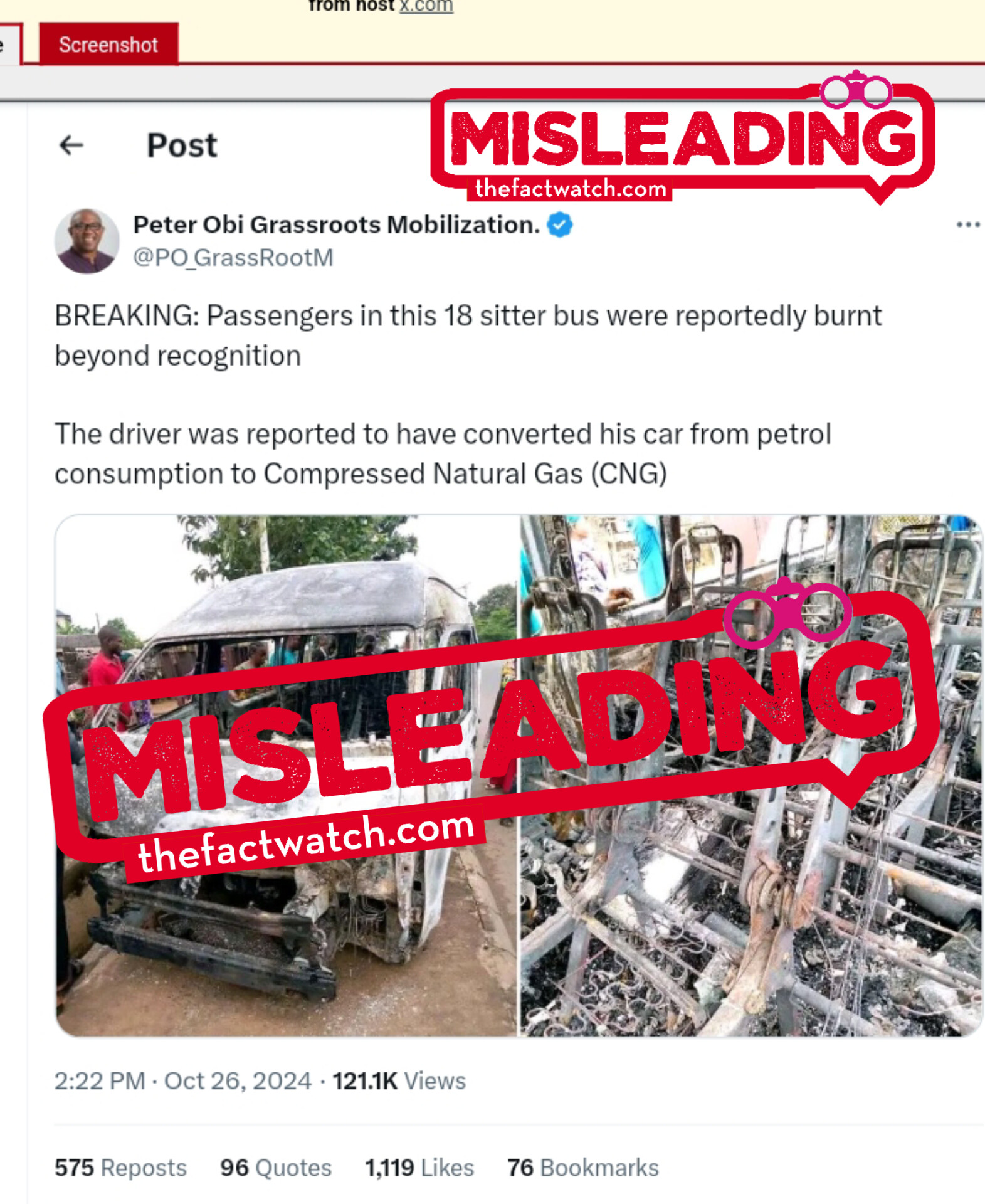 FactCheck: Road accident in Ebonyi used to depict CNG vehicle explosion ...